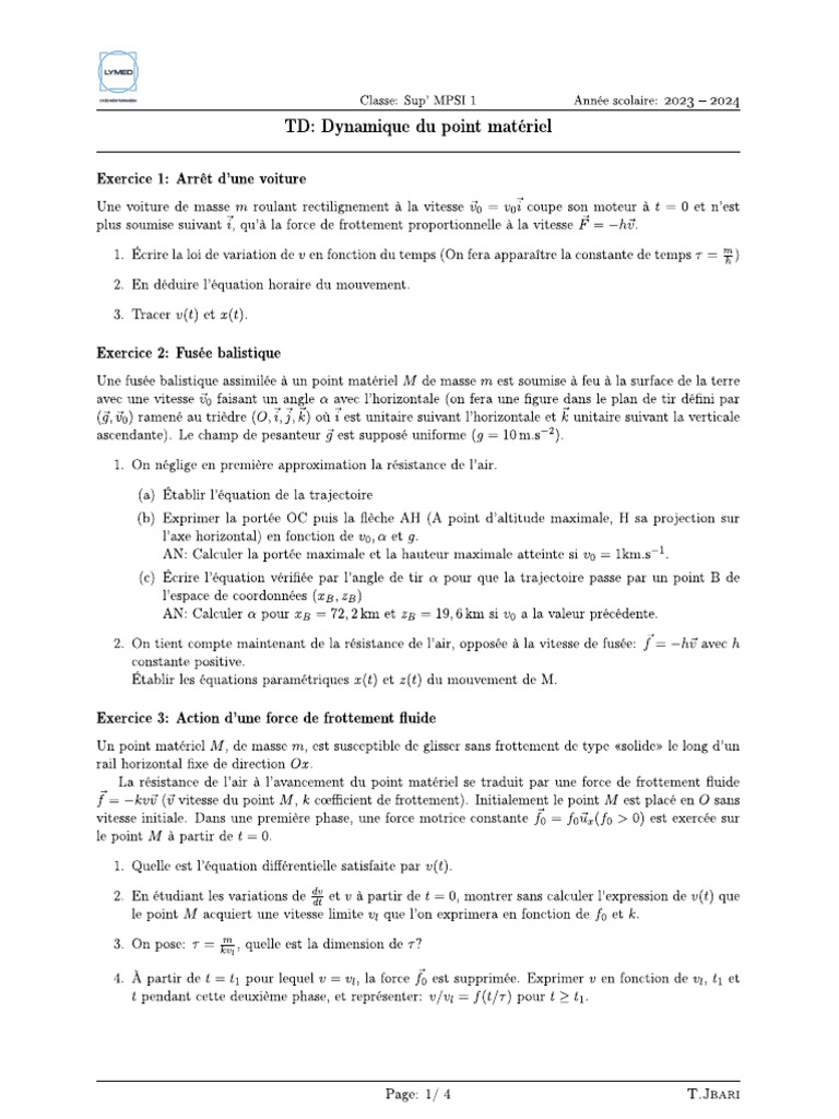 TD Dynamique PT Mat | PDF