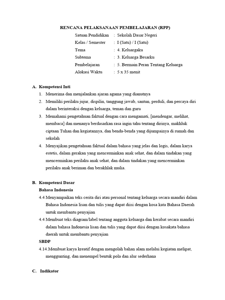 RPP Tema 4 Sub Tema 3 (Pemb.5) | PDF | Karier & Perkembangan | Seni & Disiplin Bahasa