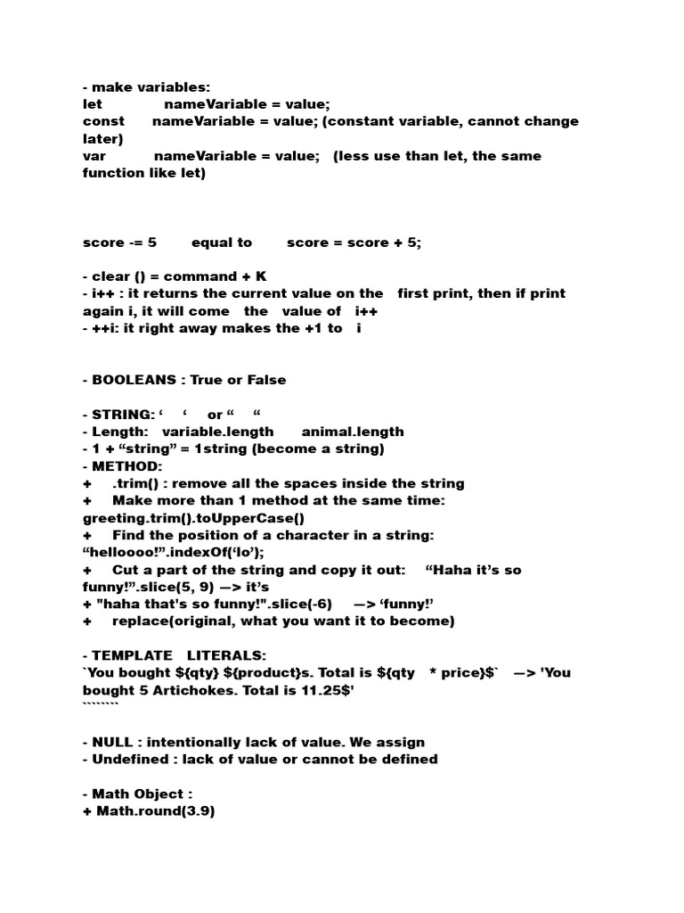 JS Basic Note | PDF | Software Engineering | Computer Programming