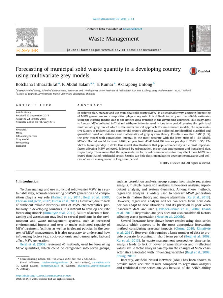 Forecasting of Municipal Solid Waste Quantity in A Developing Country Using Multivariate Grey ...