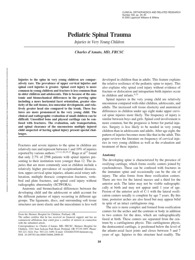 Pediatric Spinal Trauma Injuries in Very Young.5 | PDF | Vertebral ...