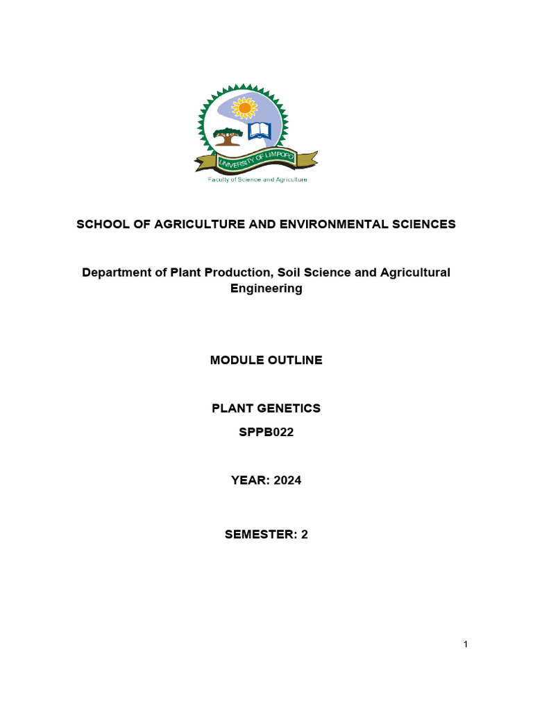 Plant Genetics Module SPPB022 Overview | PDF | Heredity | Genetics