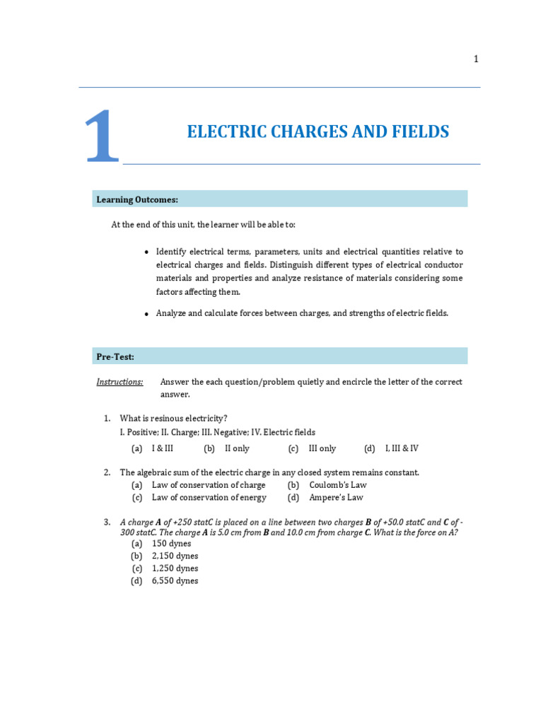 1.1-Electric-Charges-and-Fields | PDF | Electric Charge | Electron