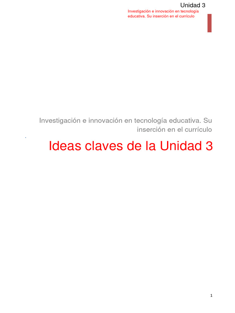Ideas Claves (1) - Uinidad 3 | PDF | Plan de estudios | Aprendizaje