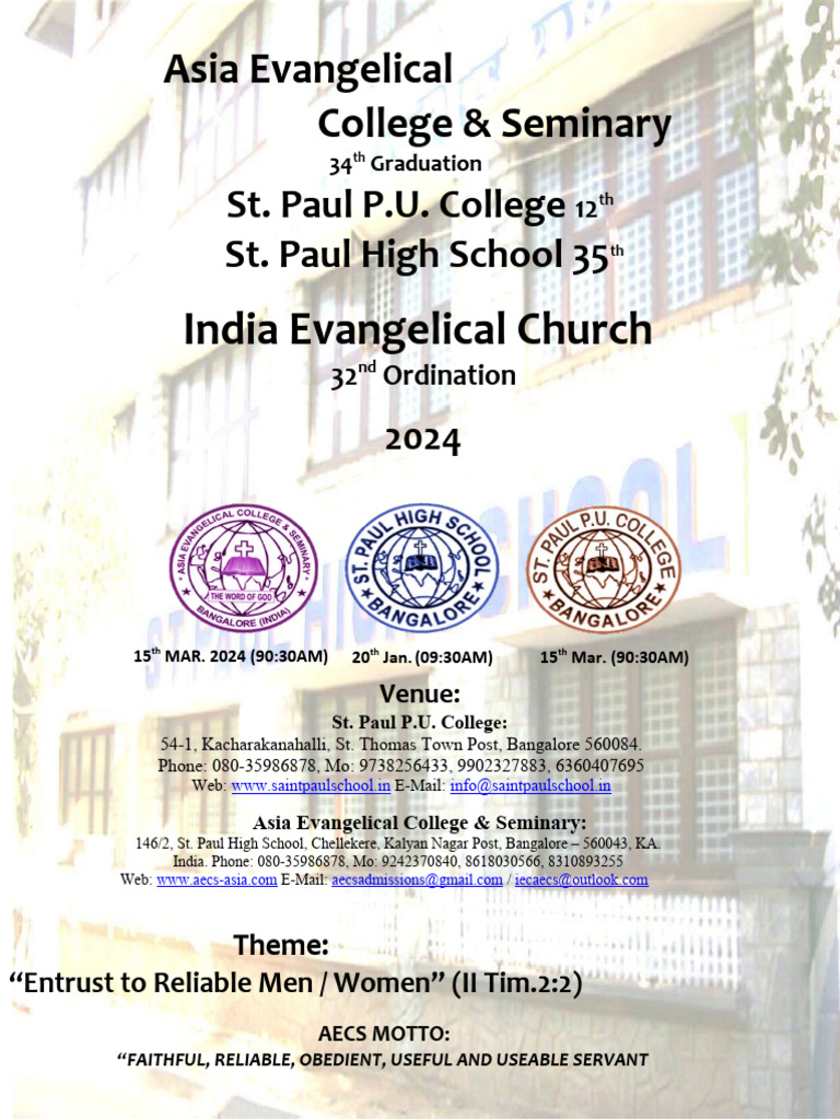 AECS & St. Paul Graduation 2024 Event | PDF | Evangelicalism ...