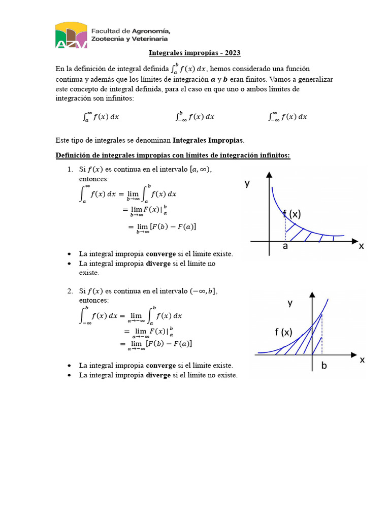 Teoría Integrales Impropias | PDF | Integral | Límite (Matemáticas)