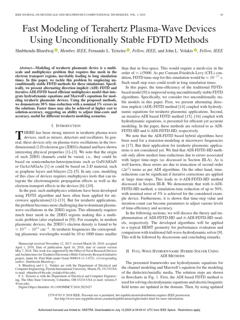 Fast FDTD Methods for Terahertz Devices | PDF | Materials Science