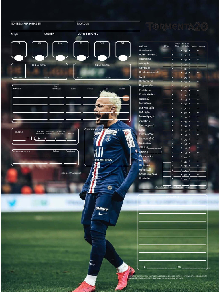 Ficha T20 EDITÁVEL Aiden PDF | PDF | Videogames | Gameplay de videogame