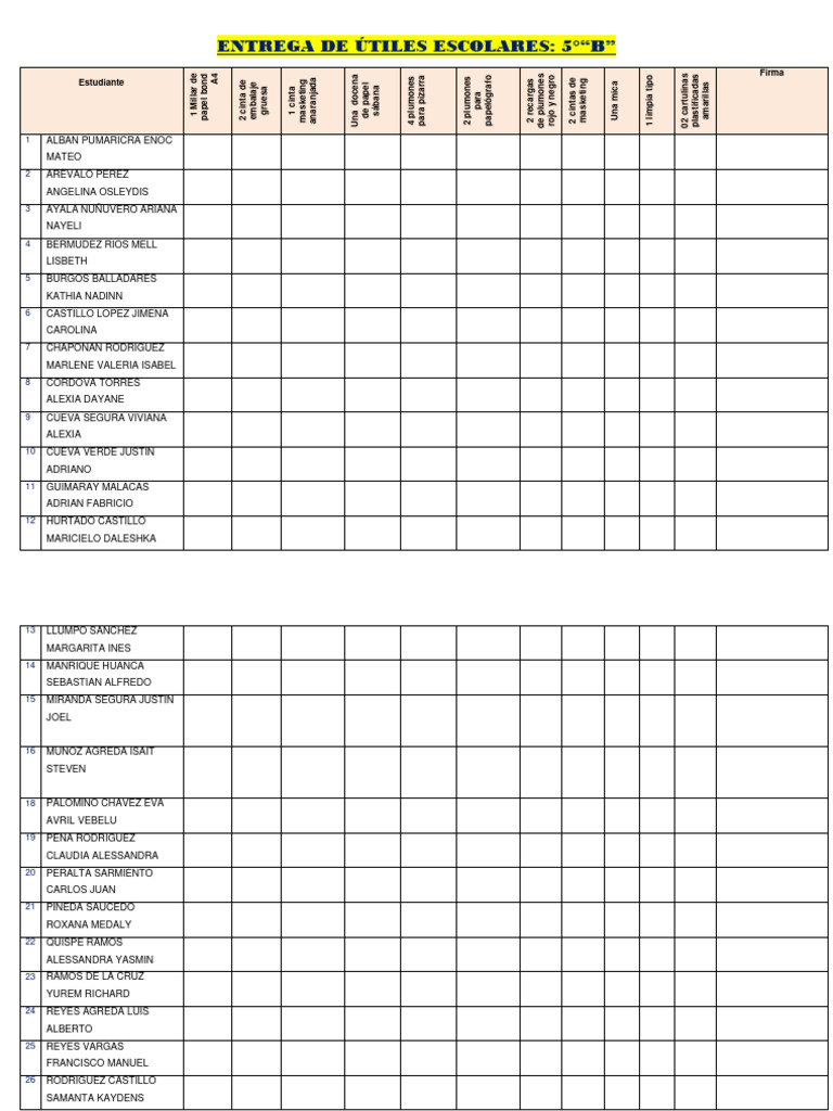 Formato para Lista de Útiles | PDF