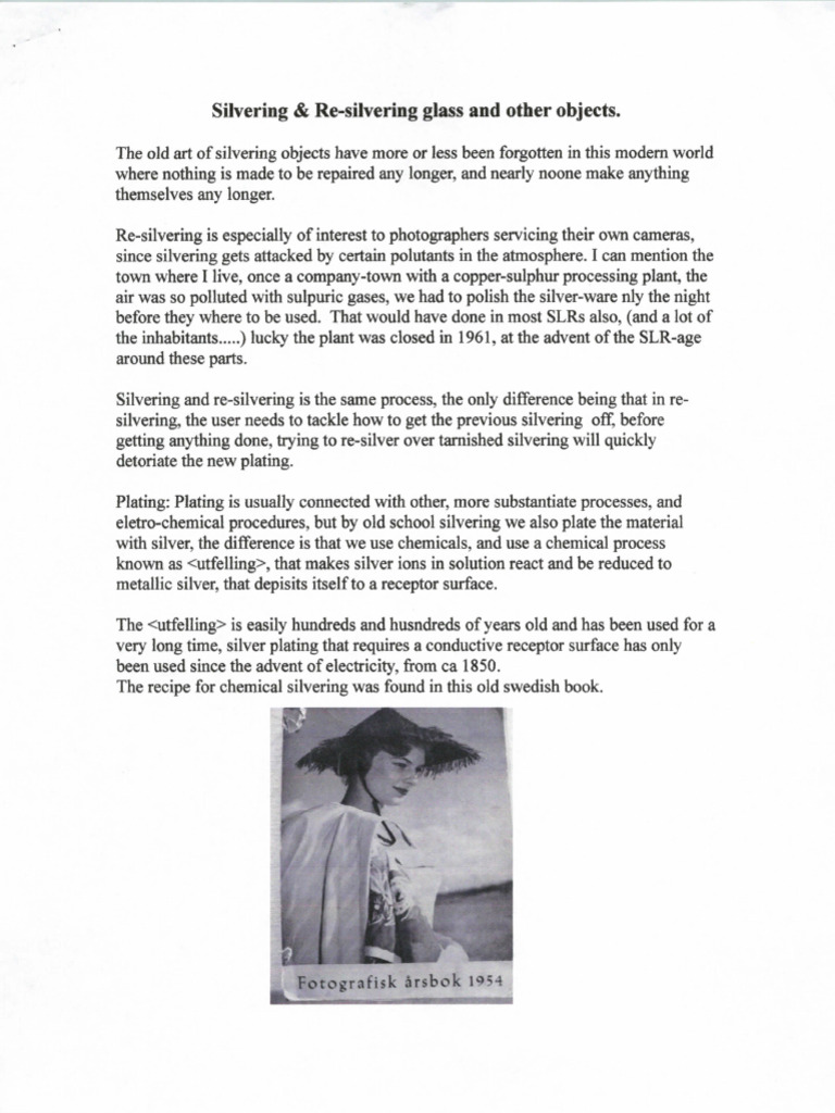 Silvering & Re-Silvering Glass & Other Objects | PDF