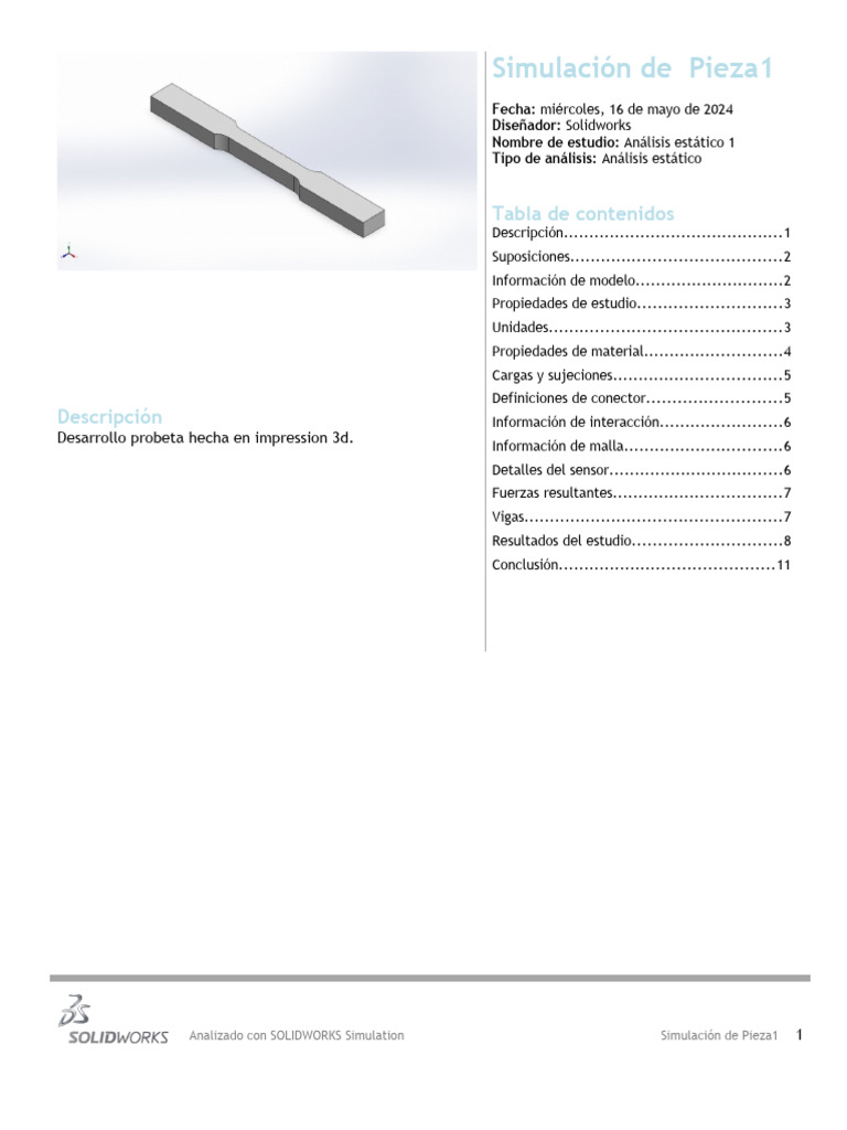 Probeta_plana_solid_works | PDF | Elasticidad (Física) | Estrés (Mecánica)