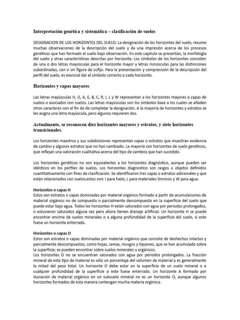 Clasificación de Horizontes del Suelo | PDF | Suelo | Ciencia del suelo