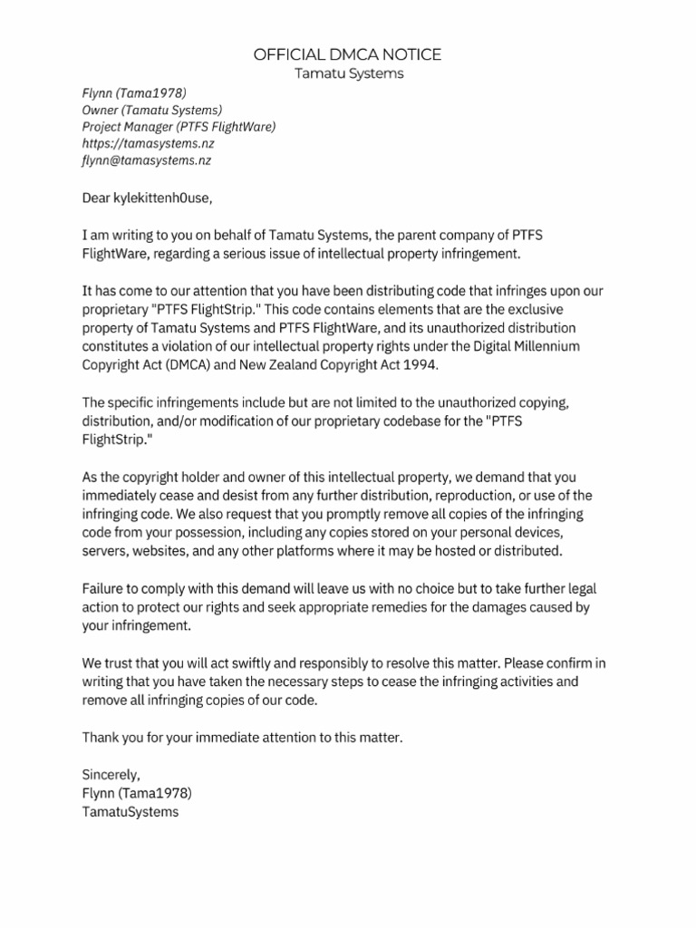 OFFICIAL DMCA NOTICE - Kylekittenh0use IFE PDF | PDF
