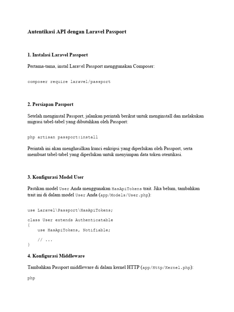 Autentikasi API Dengan Laravel Passport | PDF
