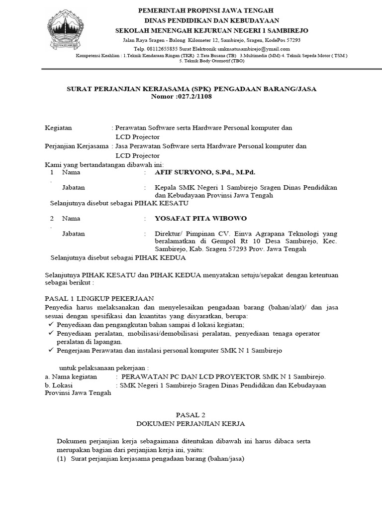 SPK 4 Lembar Perawatan PC Dan LCD Proyektor SMK 2022 | PDF