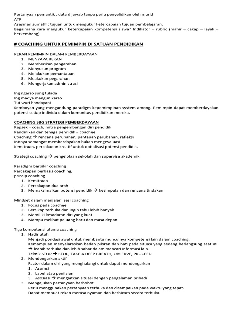 Teori Coaching dalam Pendidikan | PDF | Karier & Perkembangan ...