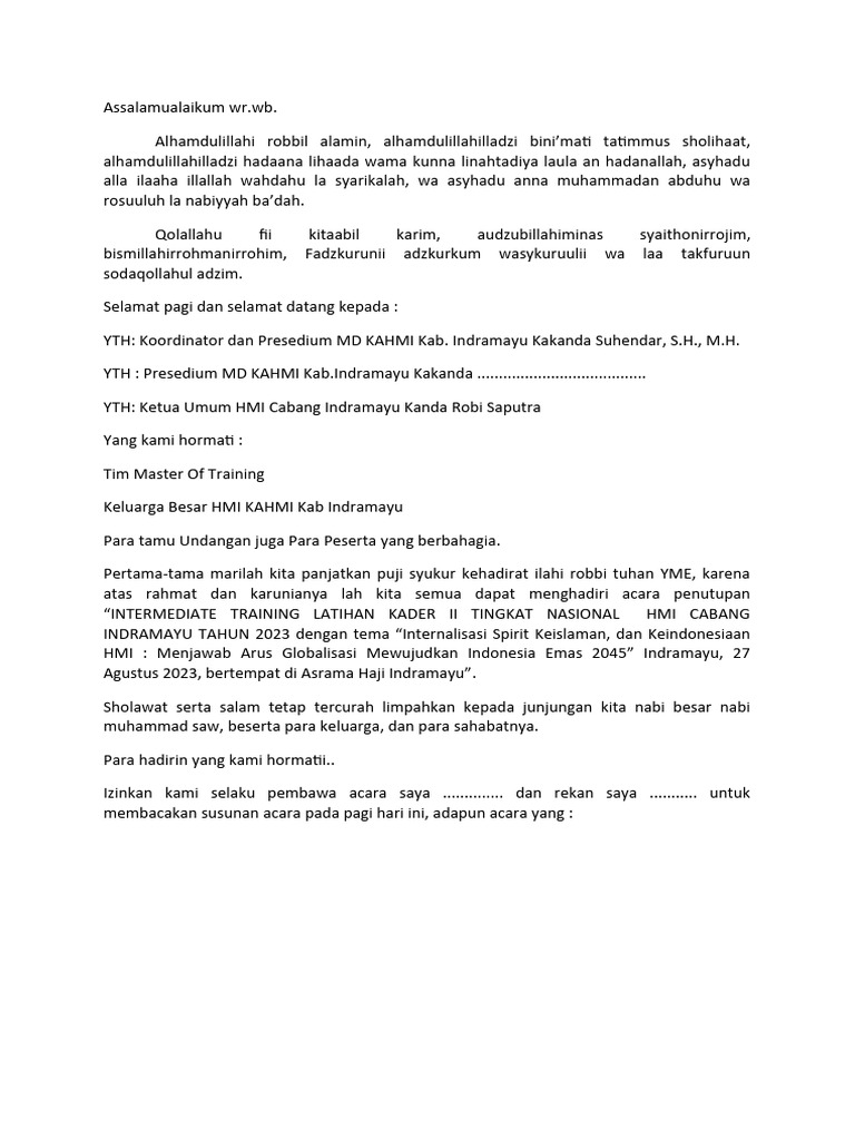 Teks MC Pelantikan | PDF