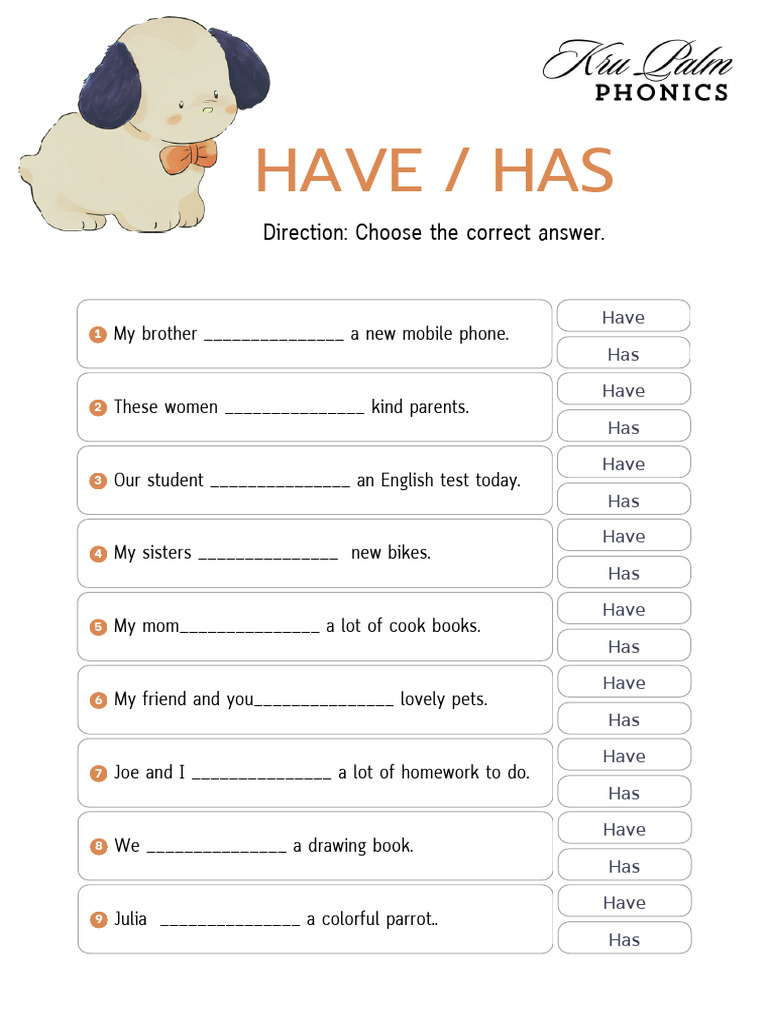 Have Has Grammar and Signal Words | PDF | Linguistics | Grammar