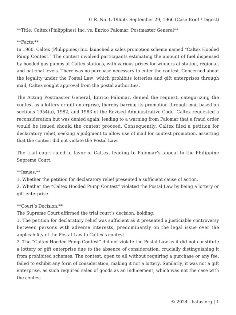 G.R. No. L-19650. September 29, 1966 (Case Brief - Digest) | PDF ...