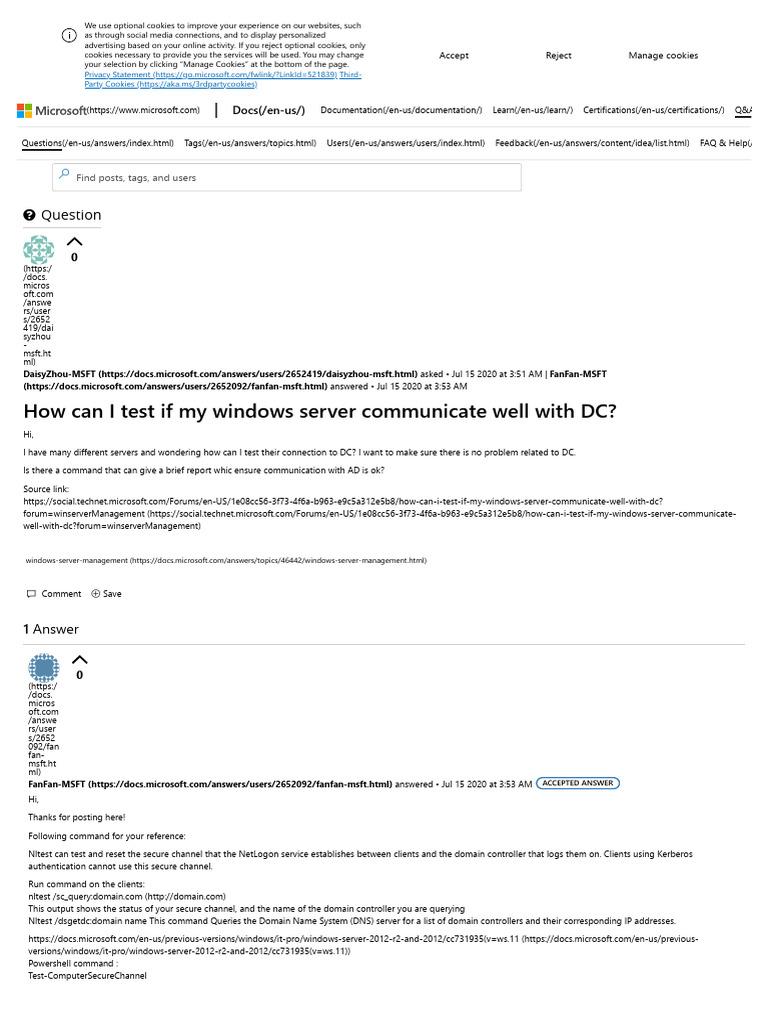 How Can I Test If My Windows Server Communicate Well With DC ...