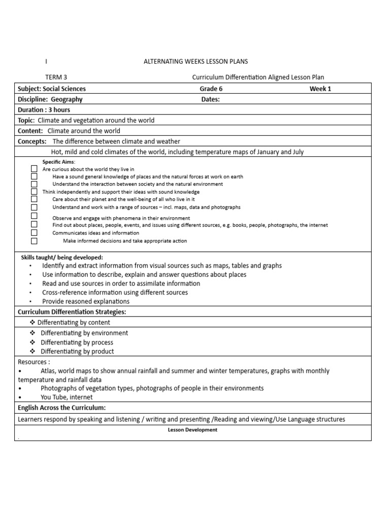 Grade 6 Geography Term 3 Lesson Plans | PDF | Information | Desert