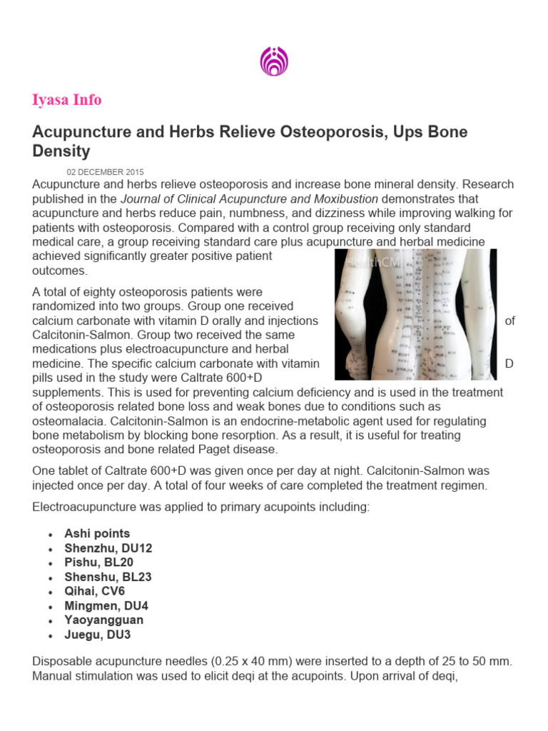 Osteopenia CM + Herbs Study | PDF | Acupuncture | Osteoporosis
