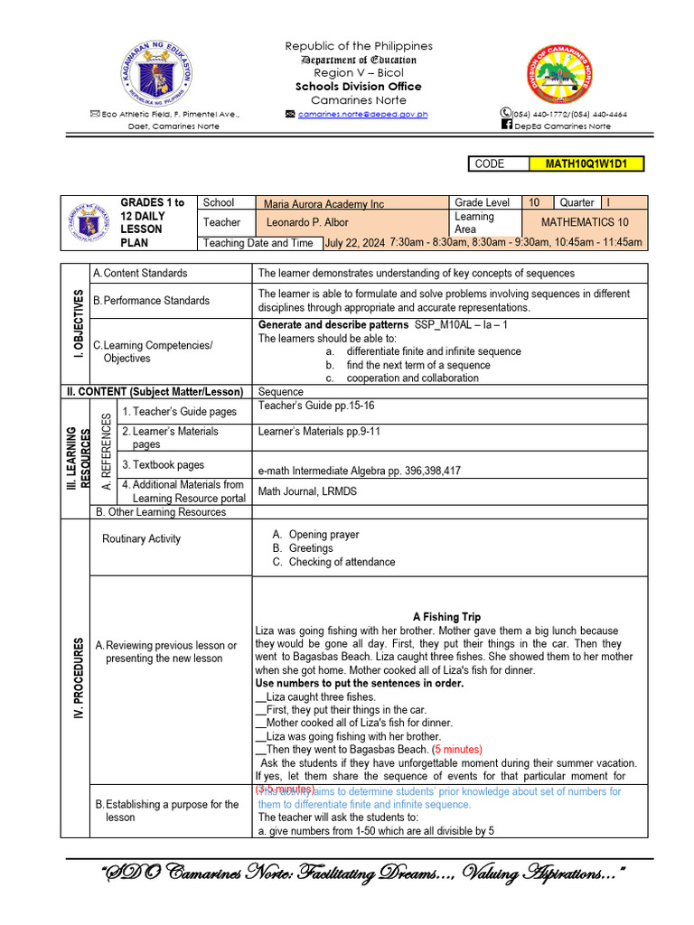 MATH10Q1W1D1 | PDF | Sequence | Numbers