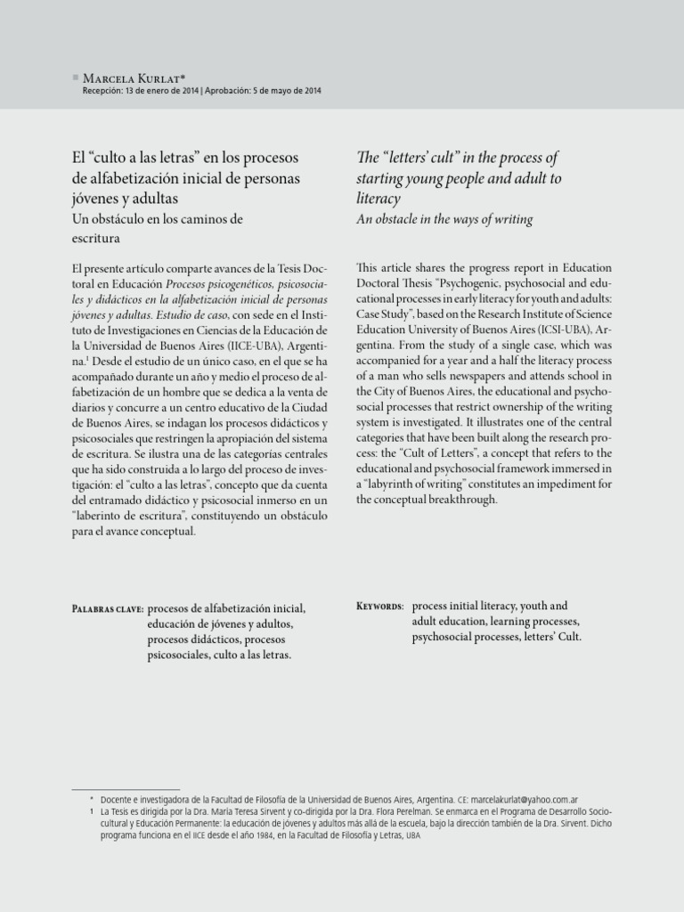 Kurlat - El Culto A Las Letras | PDF | Literatura | Enseñando