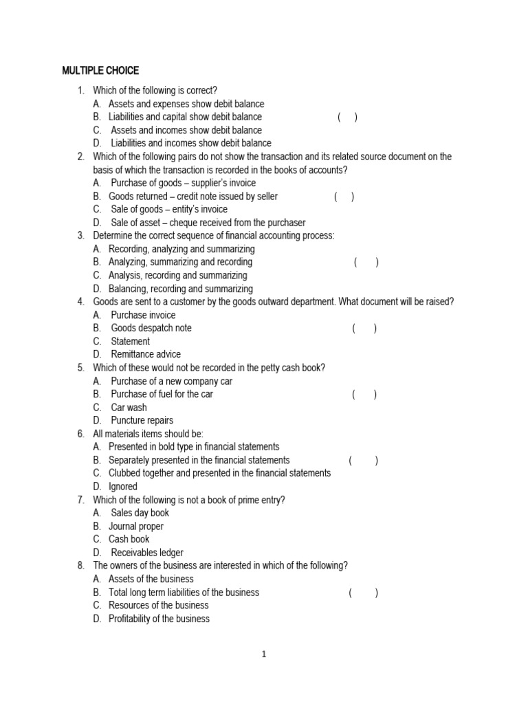 Principle of Accounts Review Questions | PDF | Debits And Credits | Banks