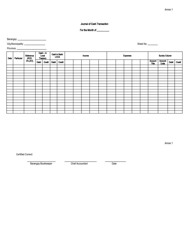 Journal of Cash Transactions | PDF | Debits And Credits | Accounting