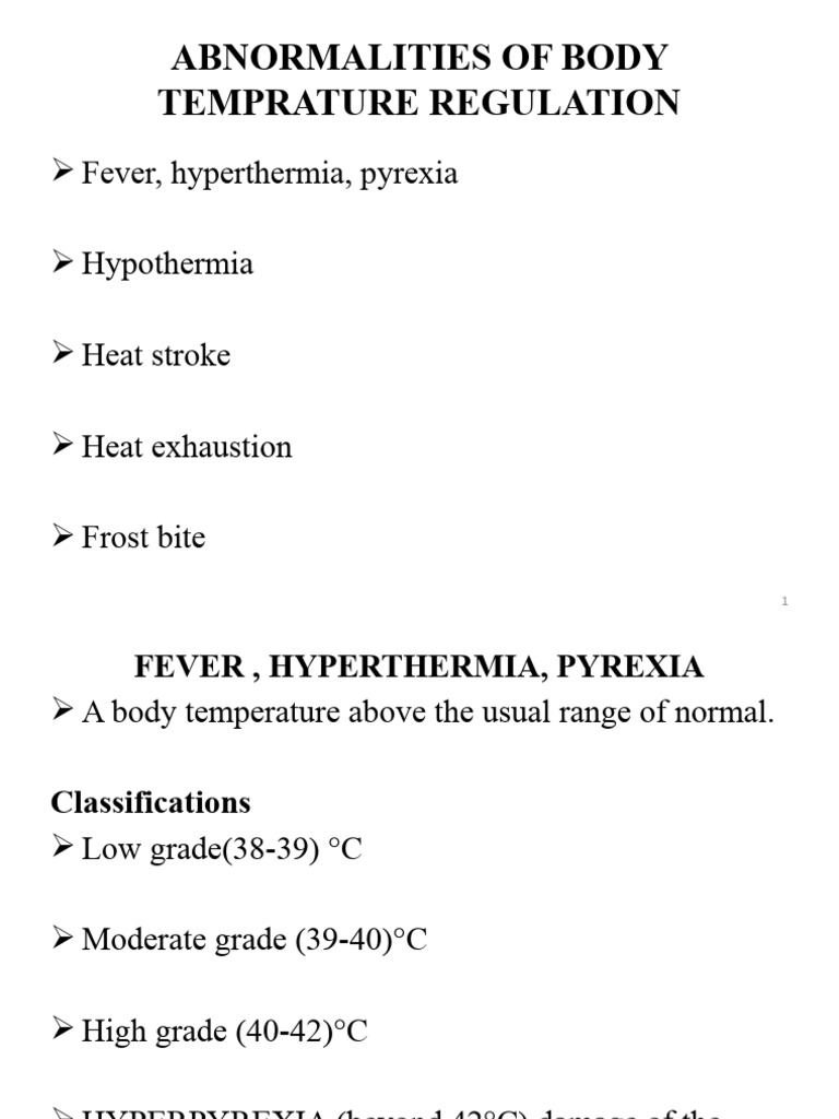 Body Temperature Regulation Disorders | PDF | Hyperthermia | Hypothermia