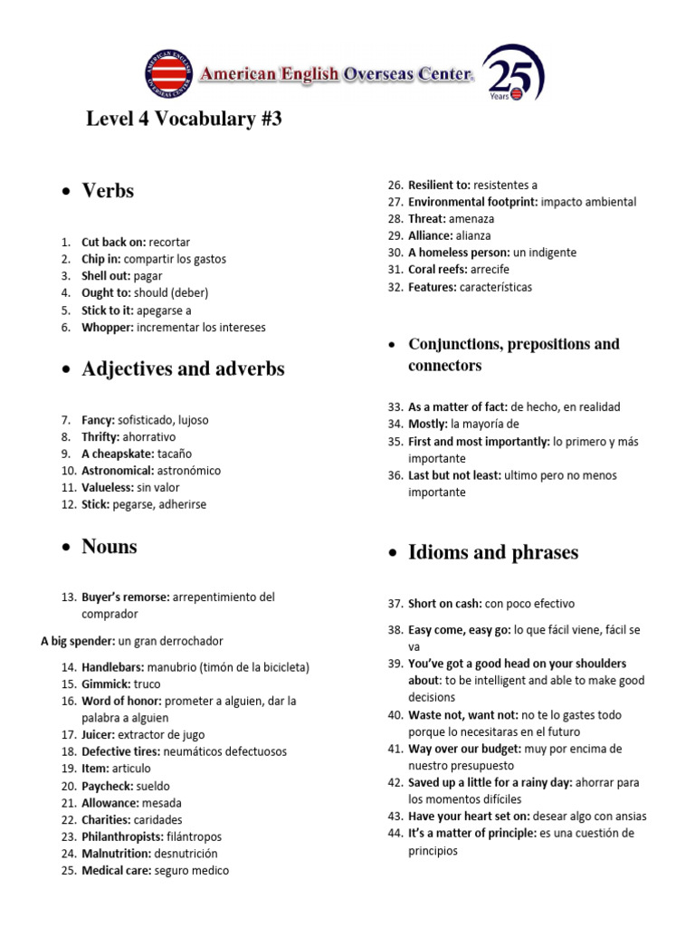 Vocabulary3 Level4 | PDF