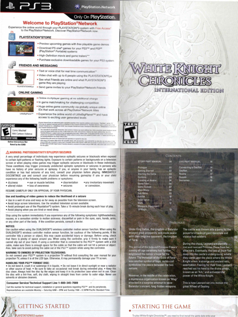 White Knight Chronicles PS3 Manual | PDF | Play Station 3 | Play Station