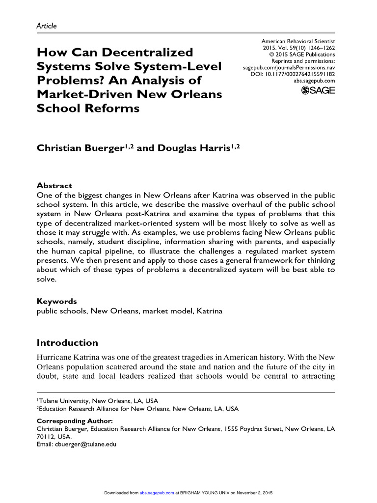 New Orleans School Reform Analysis | PDF | Institution | Governance