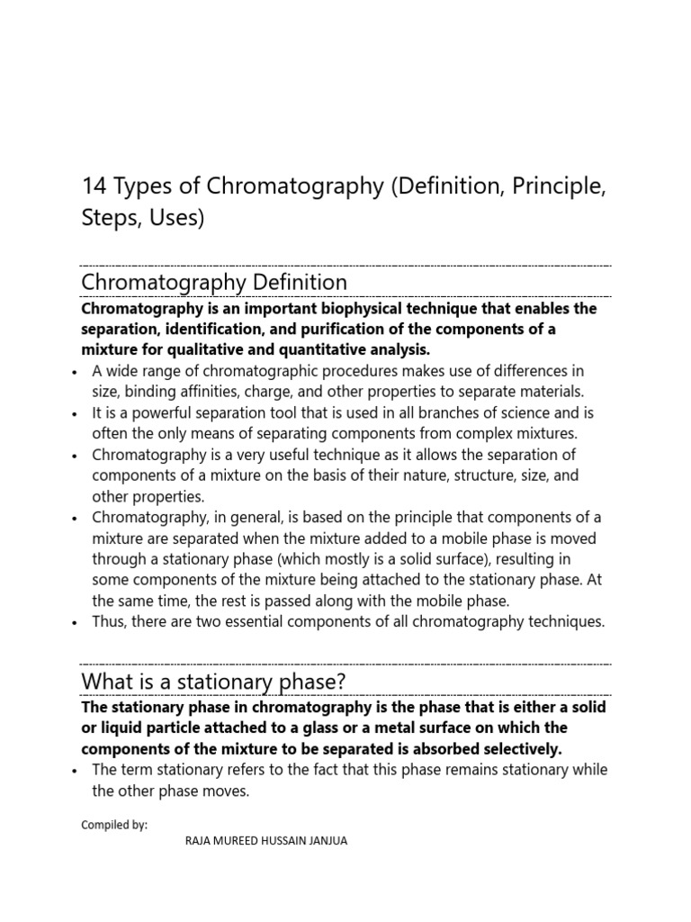 14 Types of Chromatography PDF | PDF | Chromatography | Ion Exchange