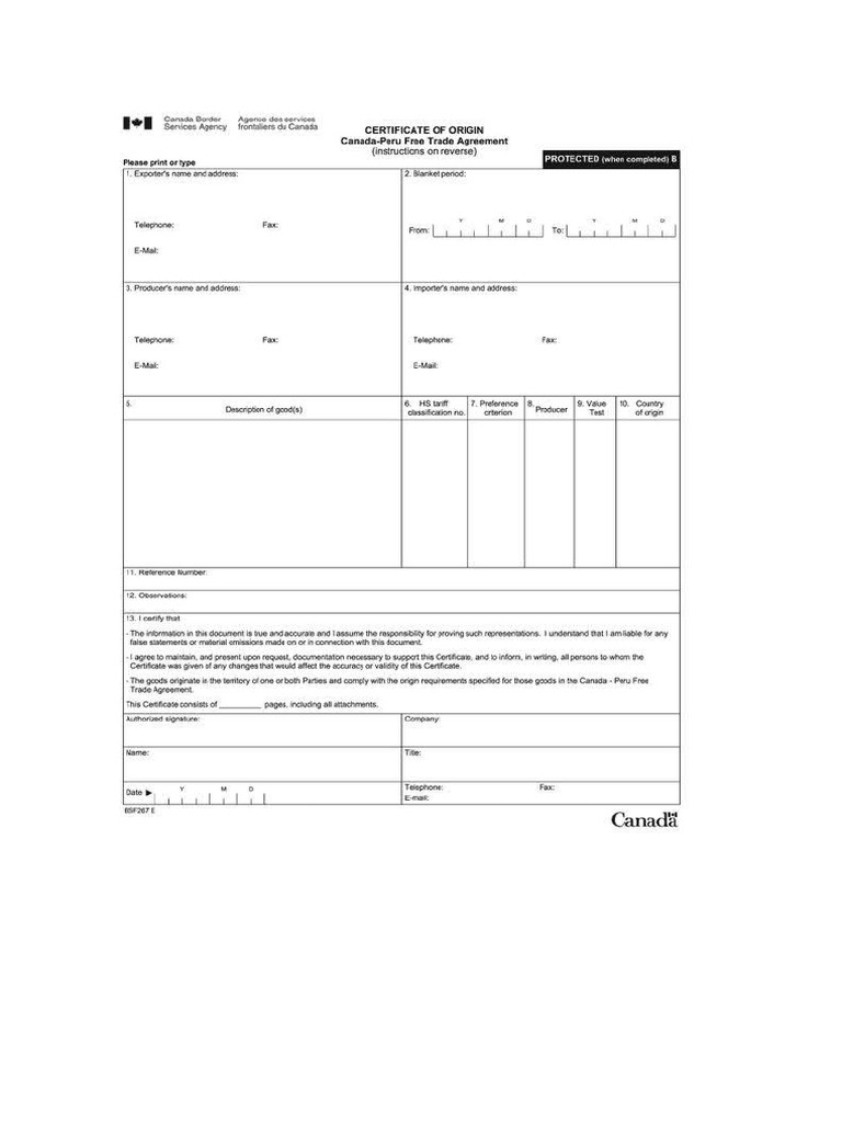 Geti 4. Contoh COO Canada | PDF