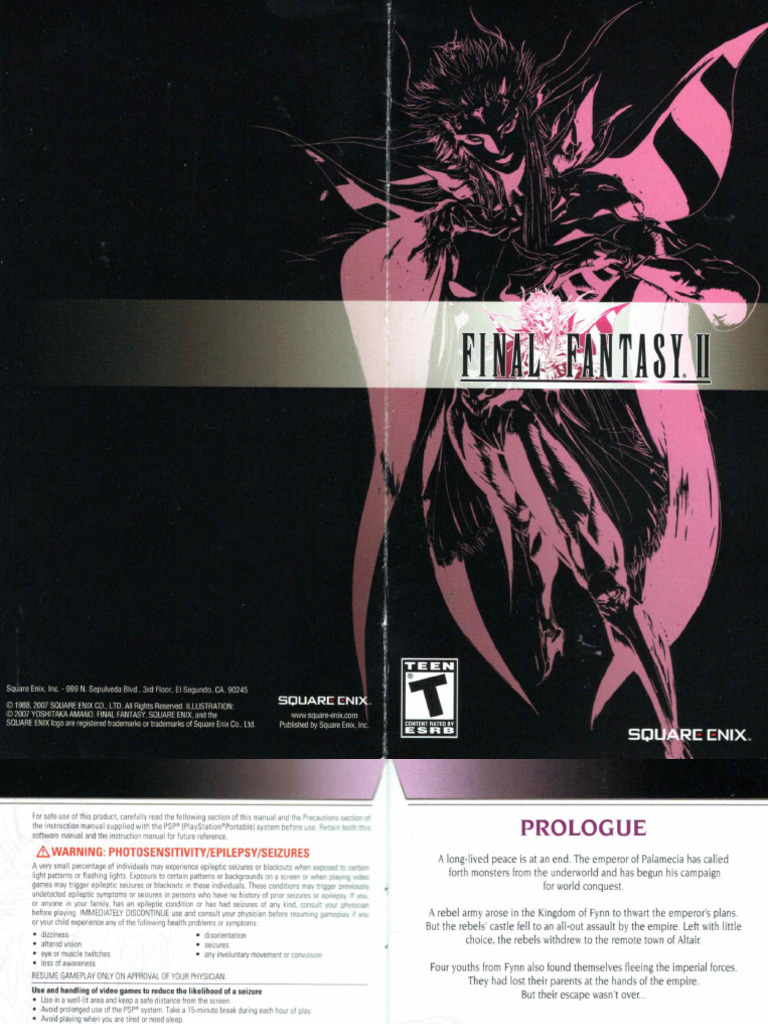 Final Fantasy 2 PSP | PDF | Play Station | Epilepsy