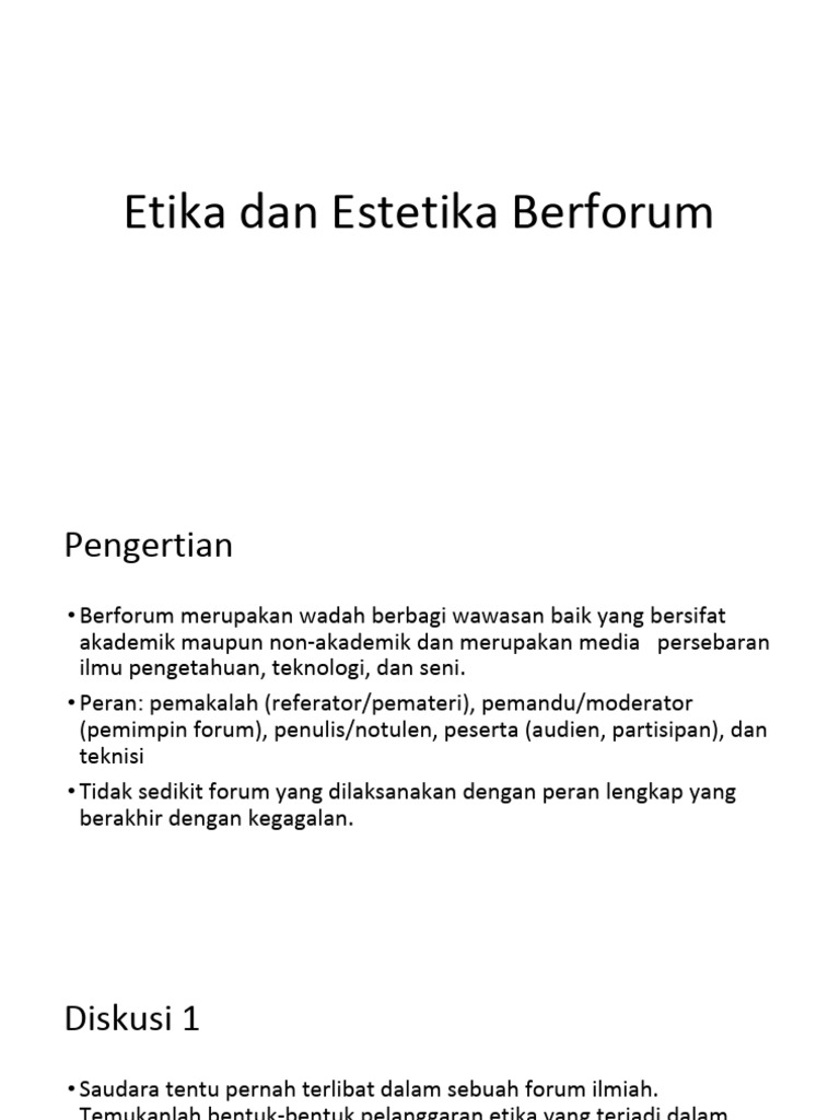 Etika Dan Estetika Berforum | PDF