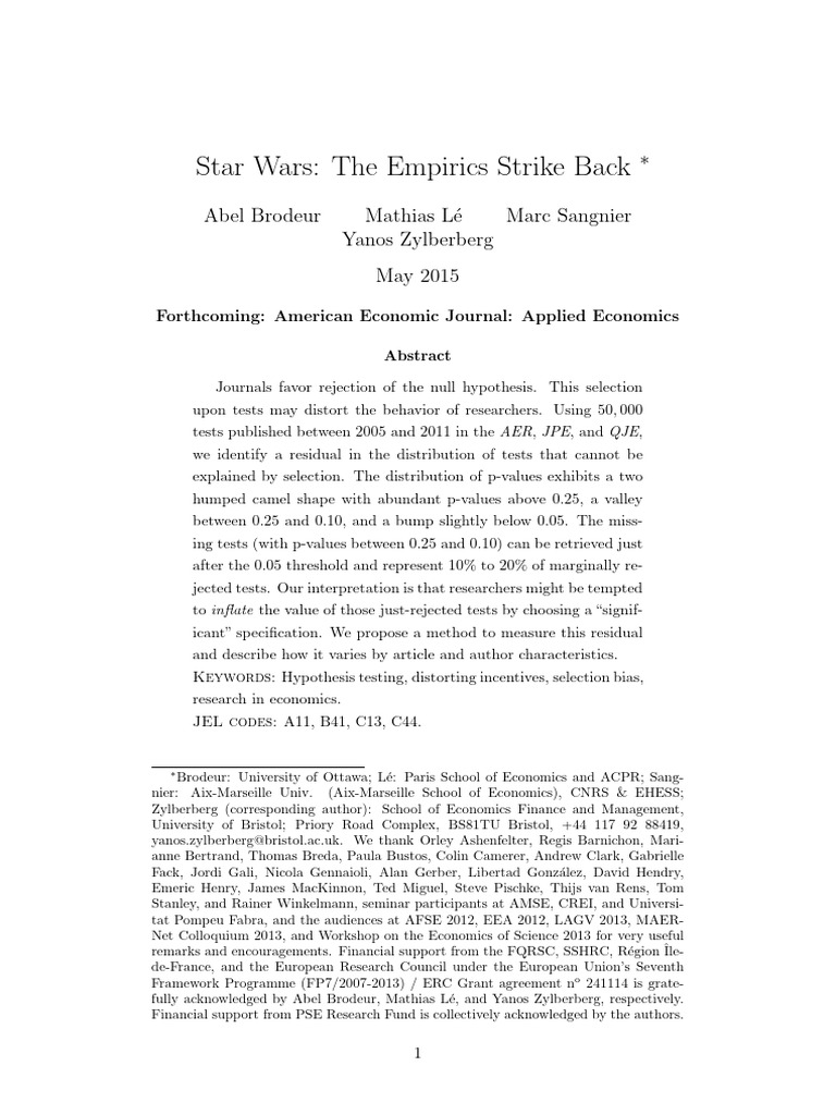 Star Wars - The Empirics Strike Back | PDF | P Value | Statistics