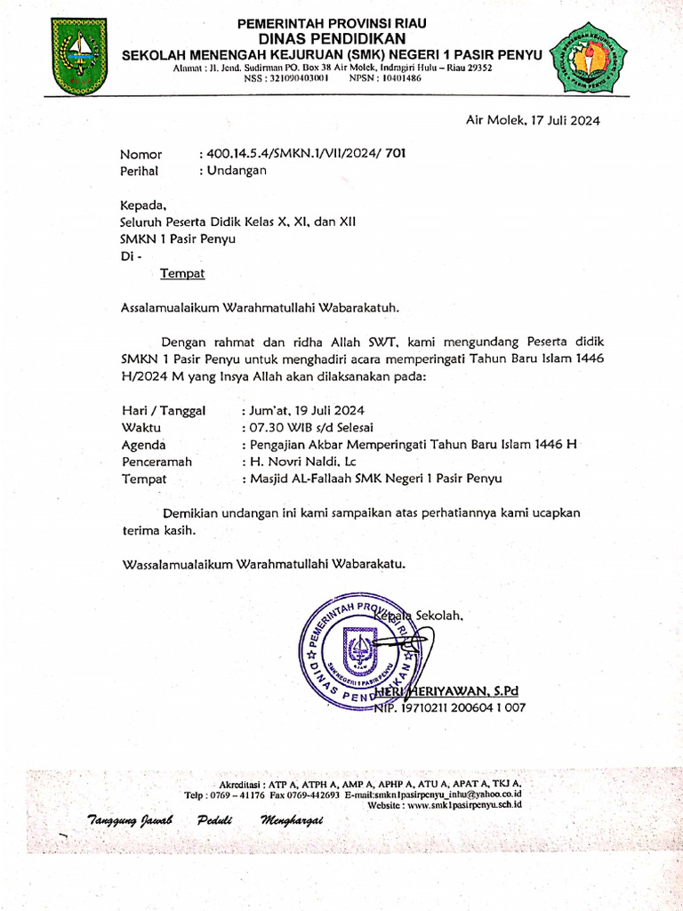 Undangan Peserta Didik. | PDF