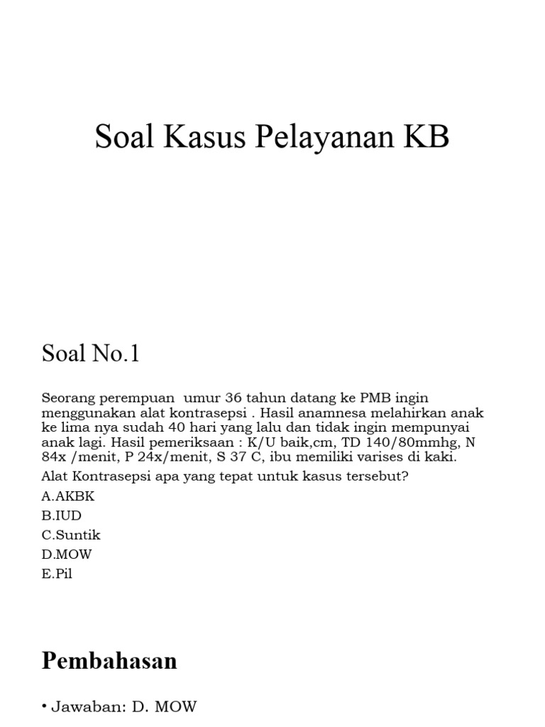 Soal Bimbingan Ukom Pelayanan KB | PDF