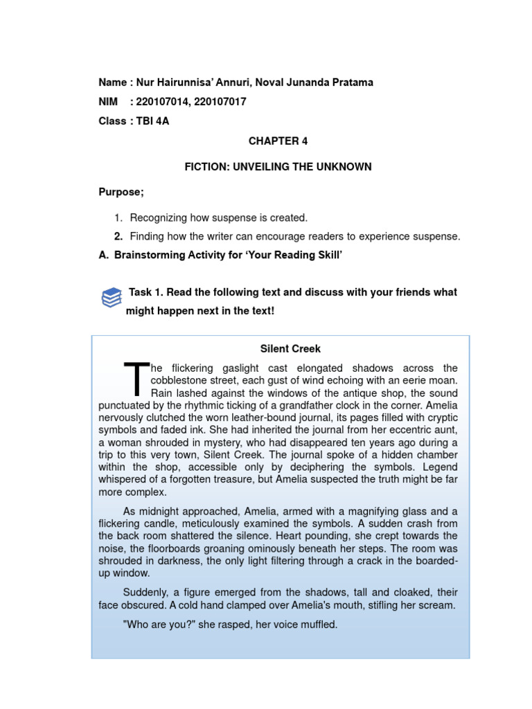 Reading Fiction: Building Suspense (Reading Material, Exercises) | PDF ...