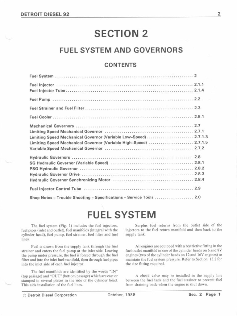 Sect 2 - Fuel System & Governors | PDF