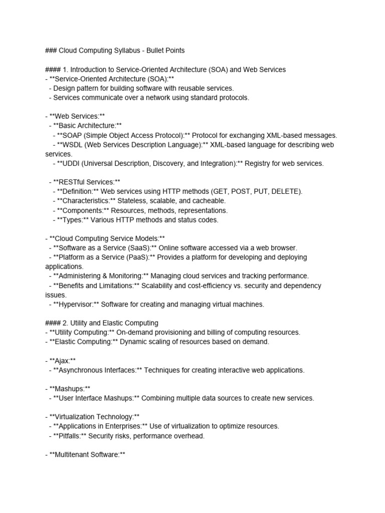 Cloud Computing - Bullet Points | PDF | Cloud Computing | Web Service