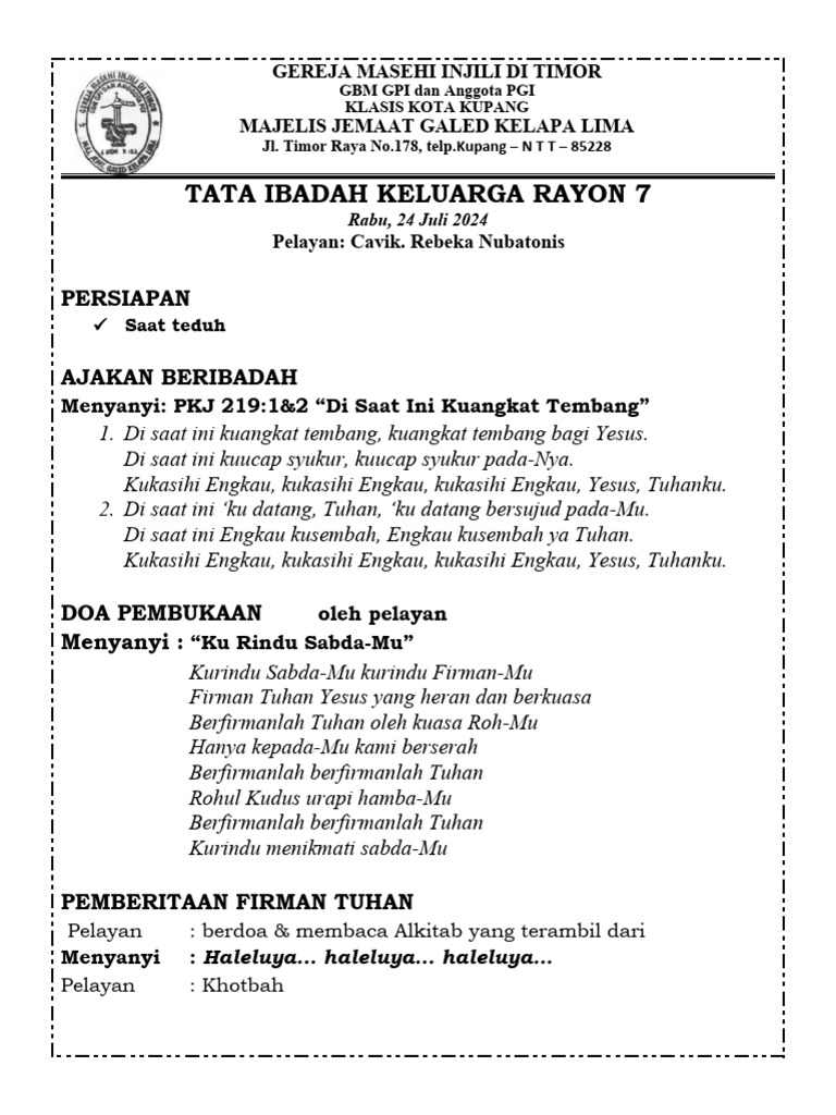 Lit Ibadah Keluarga R7 | PDF