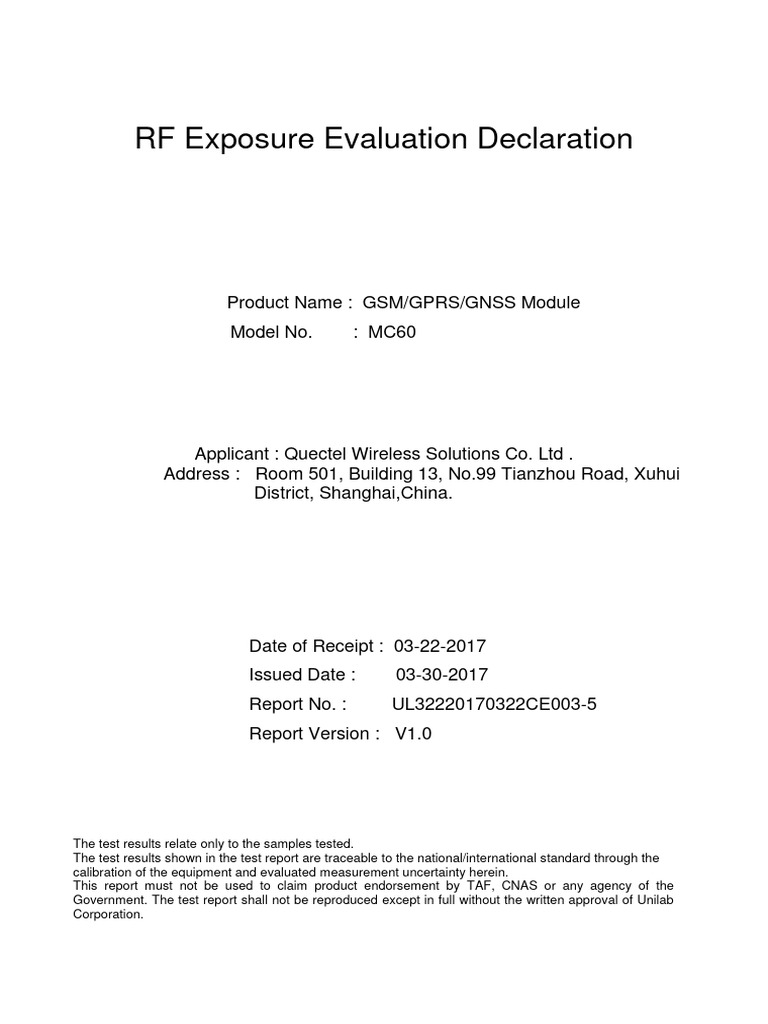 MC60 - RF Exposure Evaluation Declaration | PDF | Hertz ...