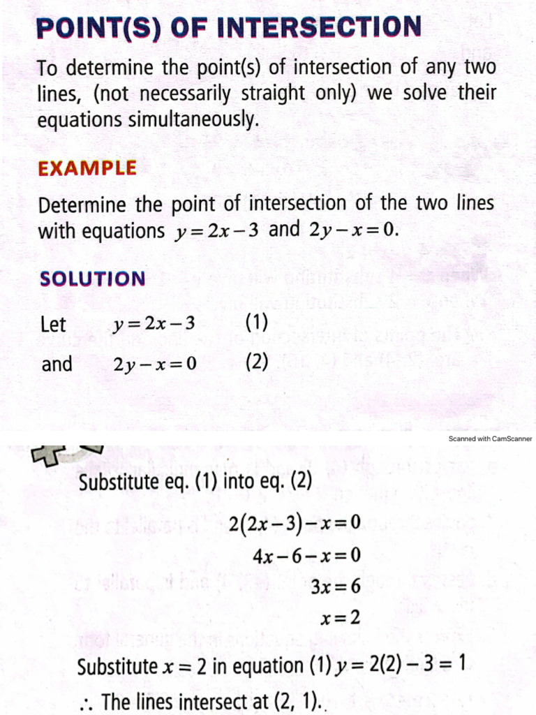 Points of Intersection - Straight Lines | PDF