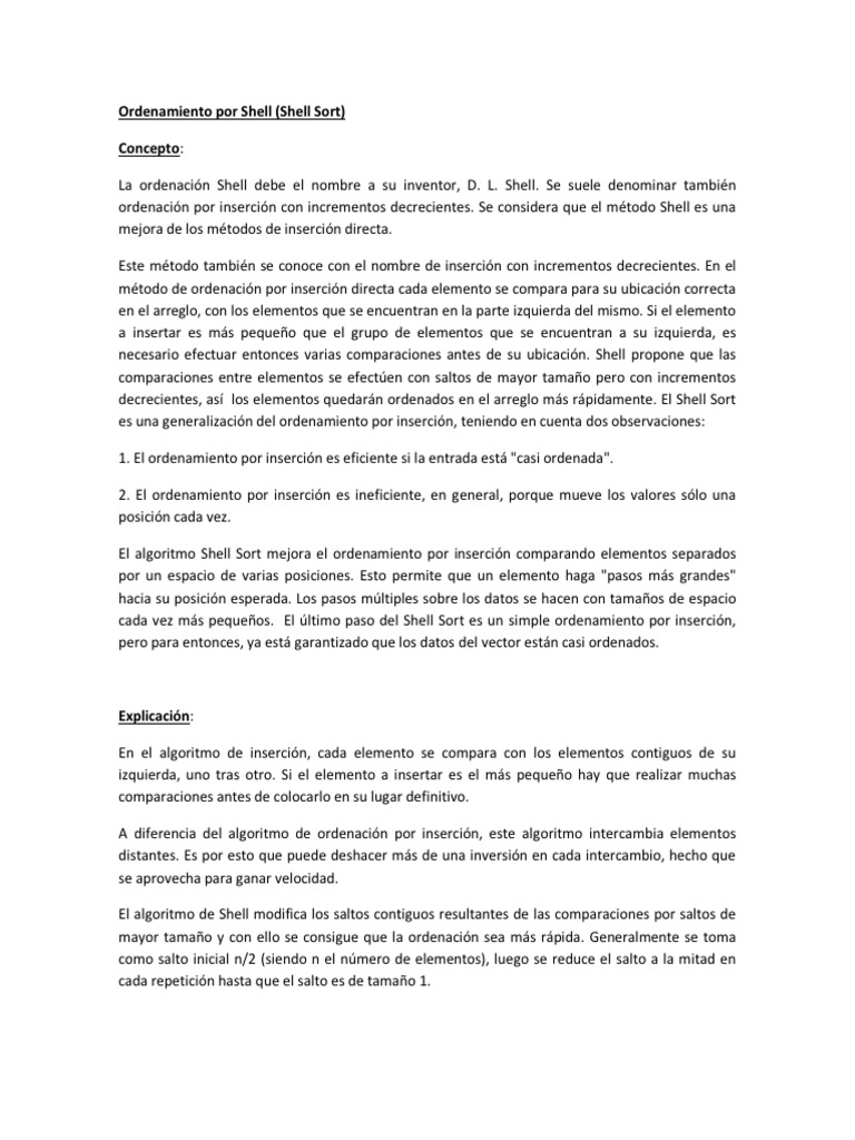 Metodo Shell | PDF | Ciencias de la Computación | Matemáticas Aplicadas