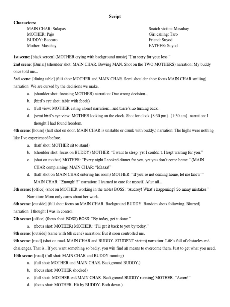 Script For NSTP Short Film | PDF | Mystery, Thriller & Crime Fiction ...