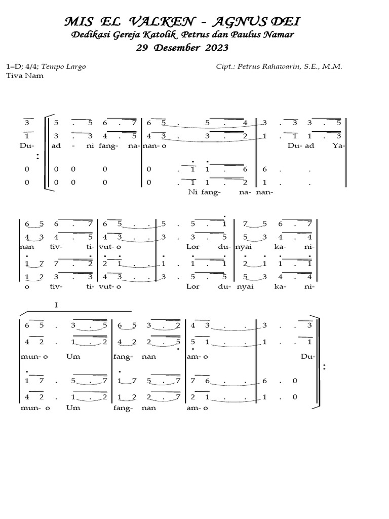 ORDINARIUM EL VALKEN - Agnus Dei | PDF